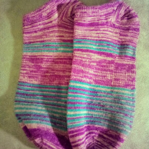Accessories | Purple And Turquoise Striped Footie Socks Low | Poshmark